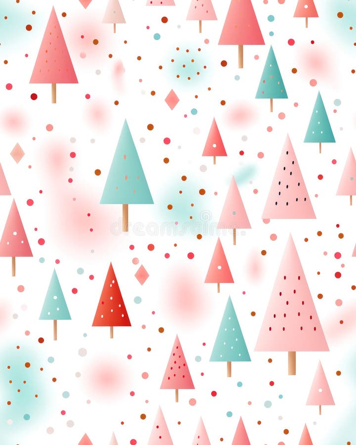 Seamless Simple Christmas Trees Pattern, Risograph Style Stock ...