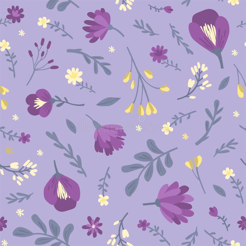 Seamless Simple Pattern of Meadow Flowers Stock Vector - Illustration ...
