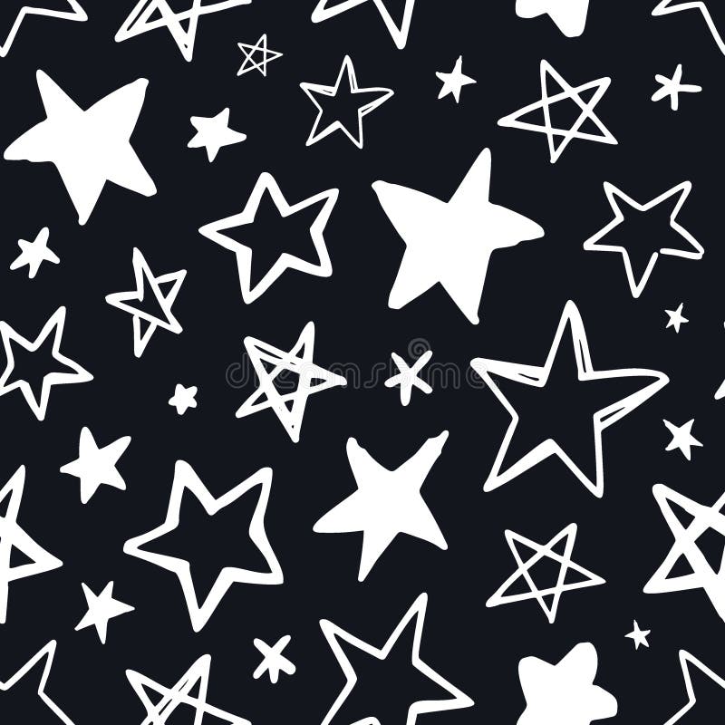 Seamless Simple Star Pattern. Cute Hand-drawn Background in Sketch ...