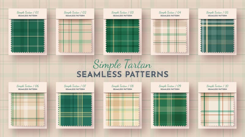 10 Seamless Simple Tartan Pattern. Traditional Scottish Texture ...