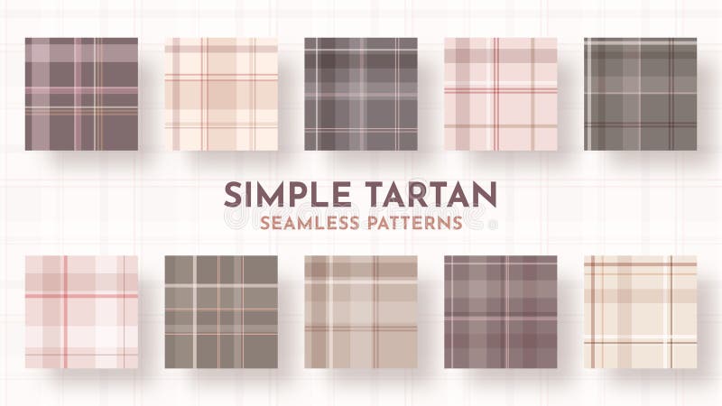10 Seamless Simple Tartan Patterns Stock Vector - Illustration of ...
