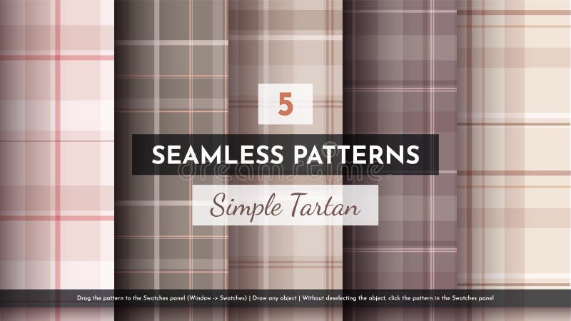 10 Seamless Simple Tartan Patterns Stock Vector - Illustration of pack ...