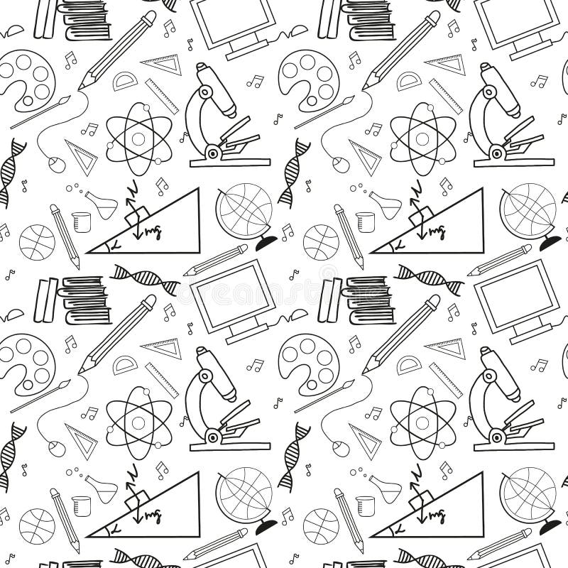 Seamless Sketch of Science Doddle Elements Stock Vector - Illustration ...