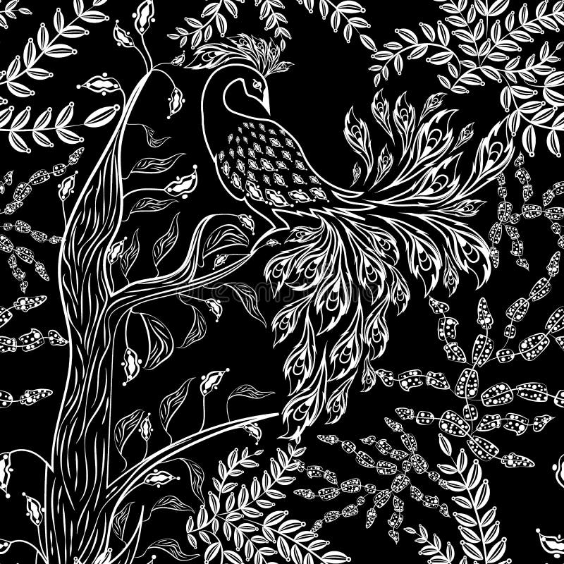 Seamless Sketched Fantasy Fairy Pattern Stock Illustration ...