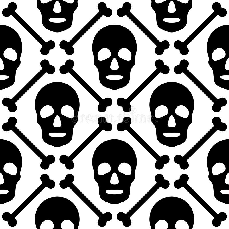 Seamless Skull And Stripe Pattern Stock Vector - Illustration of black ...