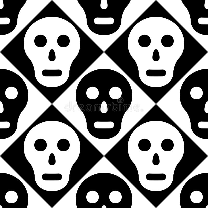 Seamless Skull and Square Pattern Stock Vector - Illustration of ...