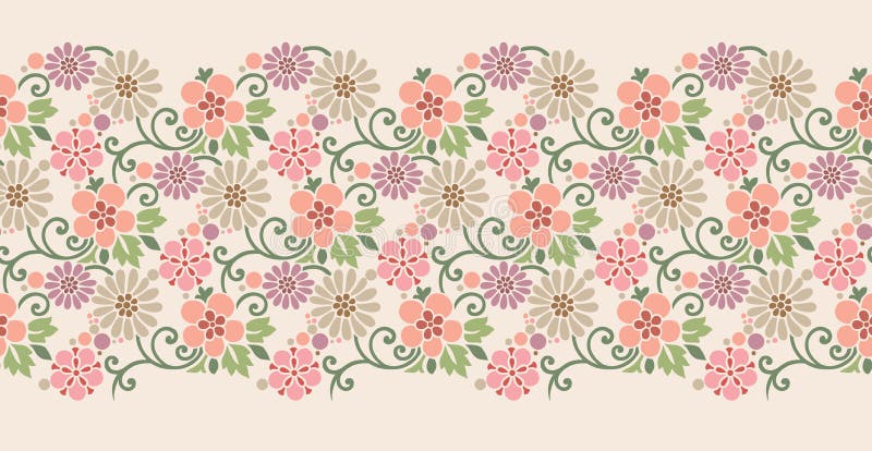 Seamless Small Vector Flower Border Design Stock Vector - Illustration ...