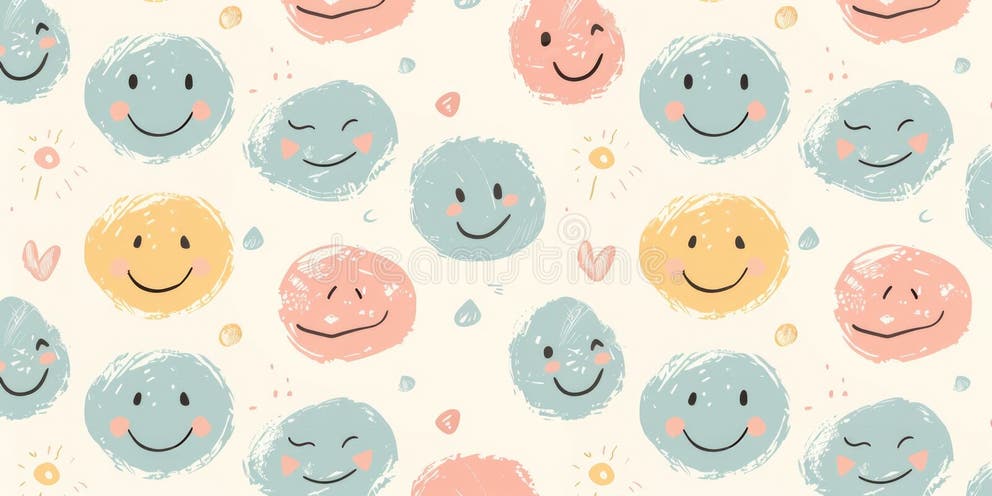 Seamless Smiles in Pastel Tones Pattern Stock Illustration ...
