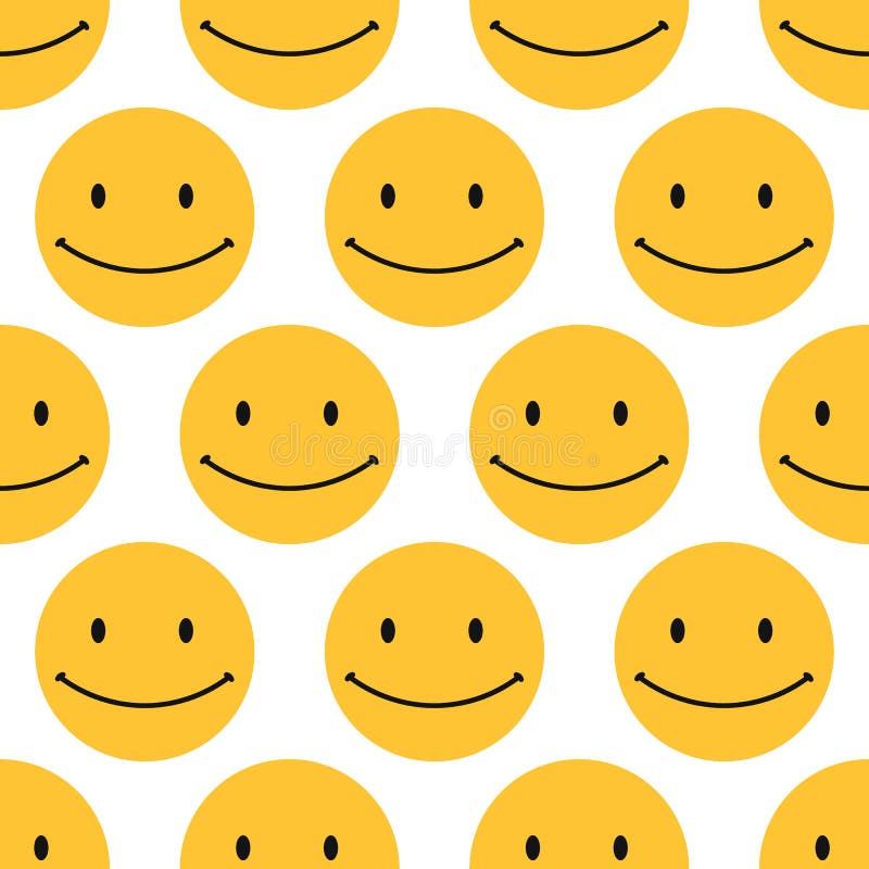 Seamless Smiley Face Pattern with Funny Facial Expressions Stock Vector ...