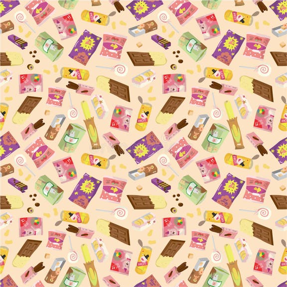 Seamless snacks pattern stock vector. Illustration of chocolate - 17598387
