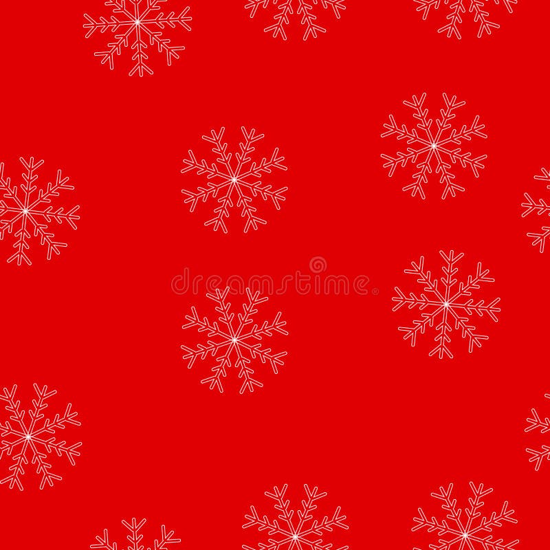Seamless Snow Flakes Pattern on Red Background Stock Illustration ...