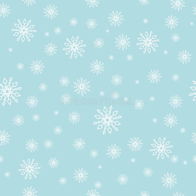 Seamless Snow Pattern. Simple Snowflakes on a Light Blue Background ...