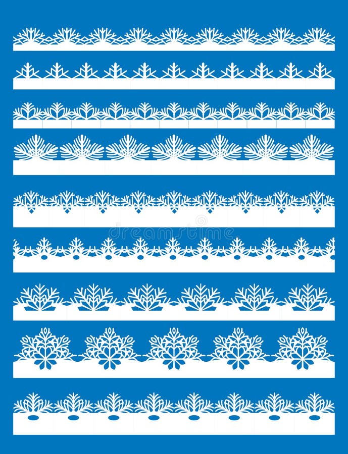 Seamless snowflake borders stock vector. Illustration of element - 81378682