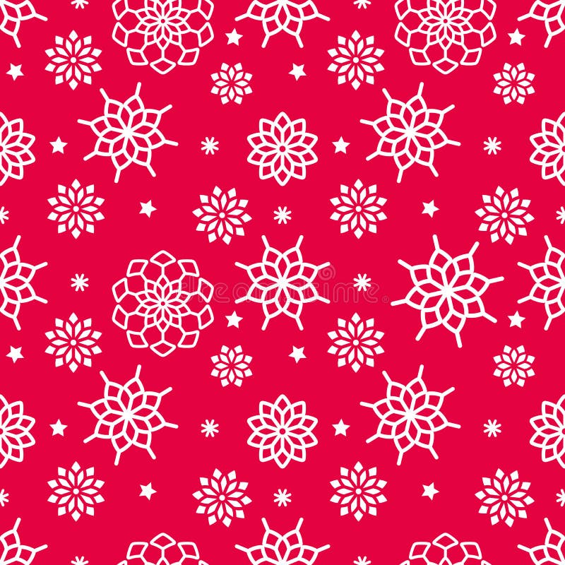 Seamless Snowflake Pattern, Red and White Color Stock Illustration ...