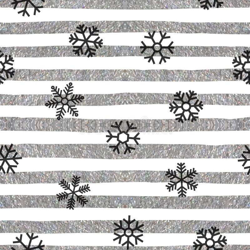 Seamless Snowflakes Pattern on Striped Background Stock Vector ...