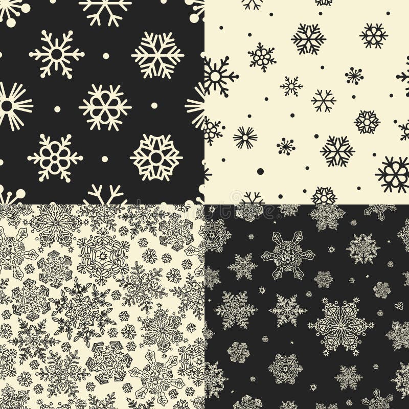 Seamless Snowflakes Patterns. Vector Set Stock Vector - Illustration of ...