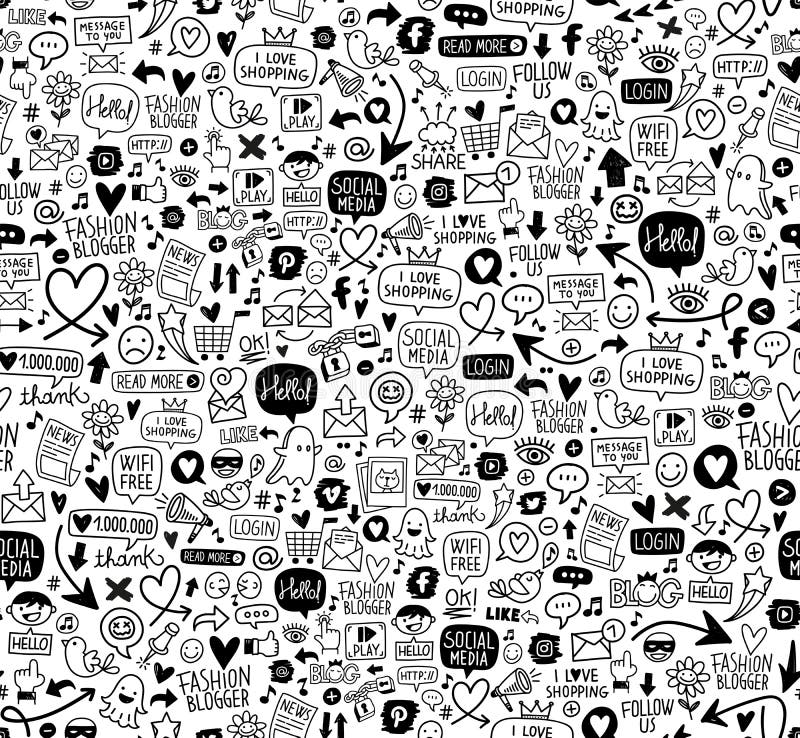 Seamless Social Life Icons Pattern on White Background Stock Vector ...