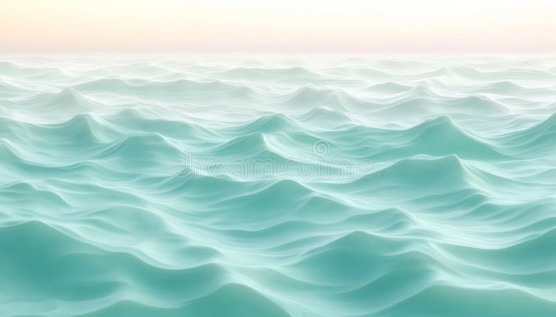 Seamless Soft Seafoam Mint Green 3D Low Profile Delicate Wave Pattern ...