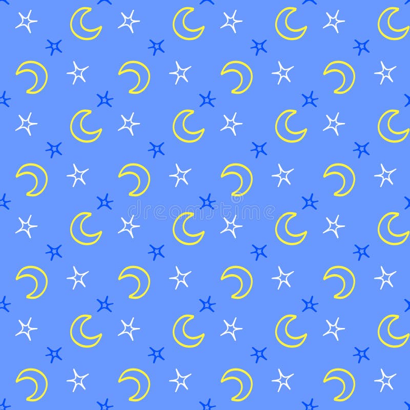 Seamless Soft Stars and Moon Baby Night Background Stock Vector ...