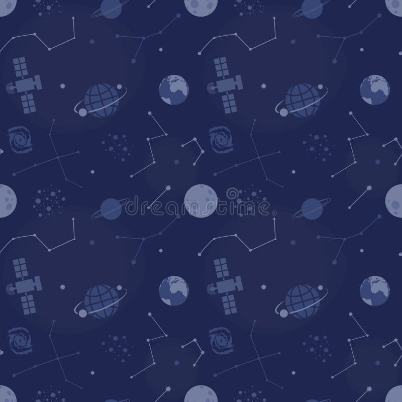 Seamless space pattern stock illustration. Illustration of station ...