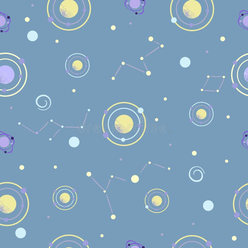 Seamless Space Pattern with Planets and Stars. Cosmic Background in ...