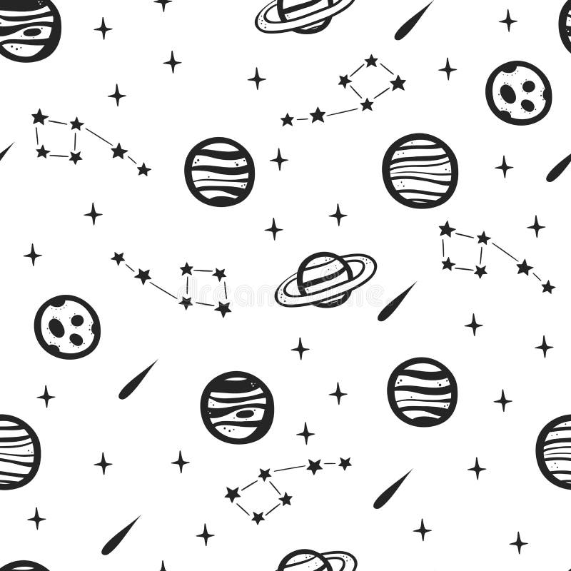 Seamless Space Pattern. Seamless Background with Space Elements Stock ...