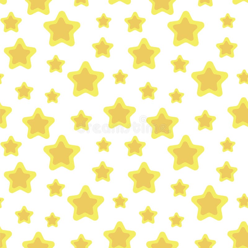 Seamless Space Pattern with Simple Yellow Streamlined Stars on a White ...