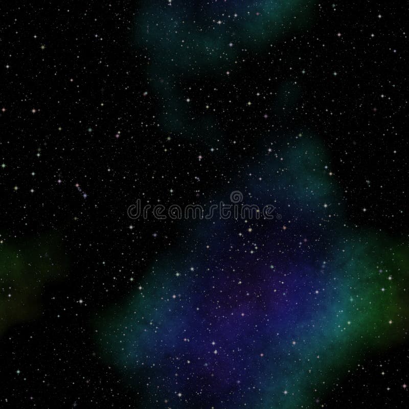 Seamless Space Pattern with Green and Blue Nebula Stock Illustration ...