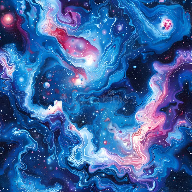 Seamless Space Universe Cosmic Pattern with Nebula Stock Photo - Image ...