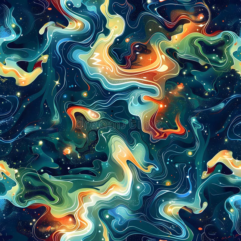 Seamless Space Universe Cosmic Pattern with Planets and Stars Stock ...