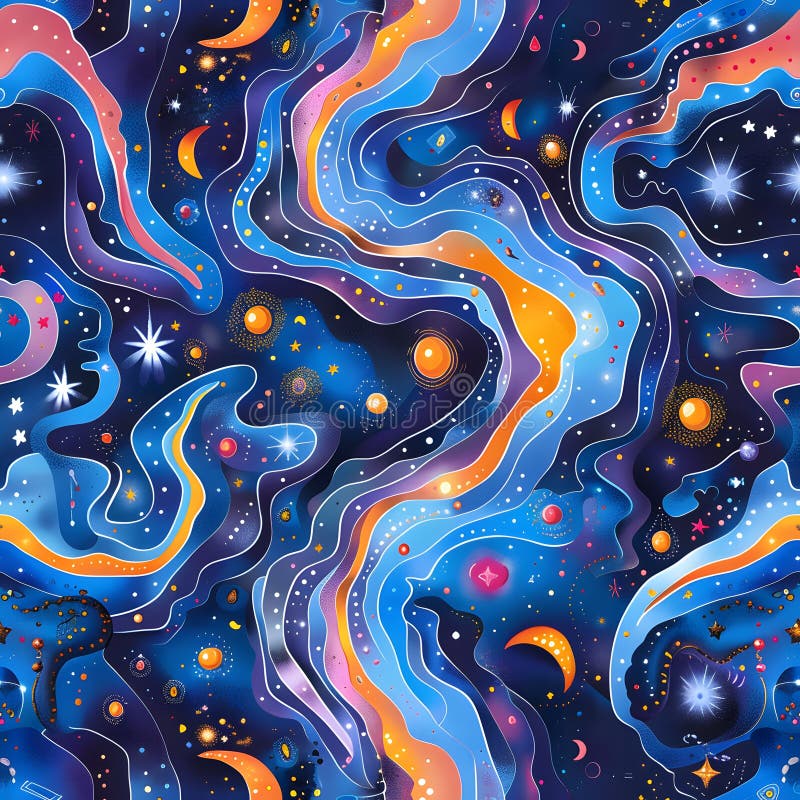 Seamless Space Universe Cosmic Pattern with Nebula Stars Stock Image ...