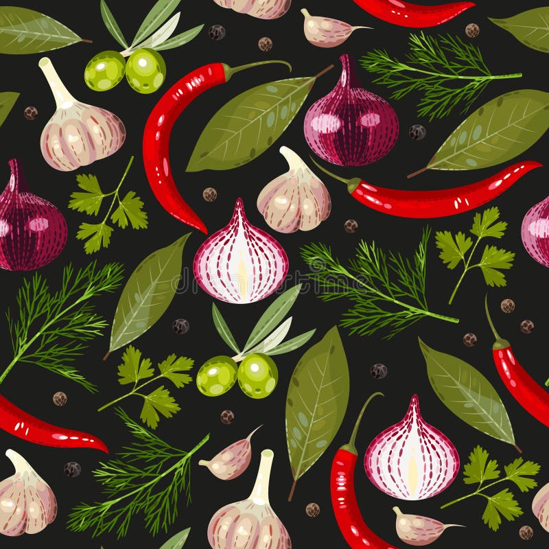 Seamless Spice Pattern with Hot Chilly Pepper Stock Vector ...