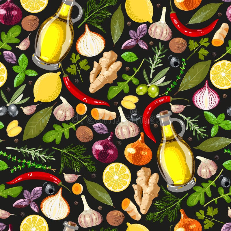 Seamless Spice Pattern With Hot Chilly Pepper Stock Vector ...