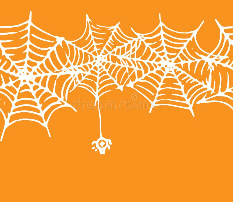 Seamless Spider Web Border with a Spider for Halloween. Vector ...