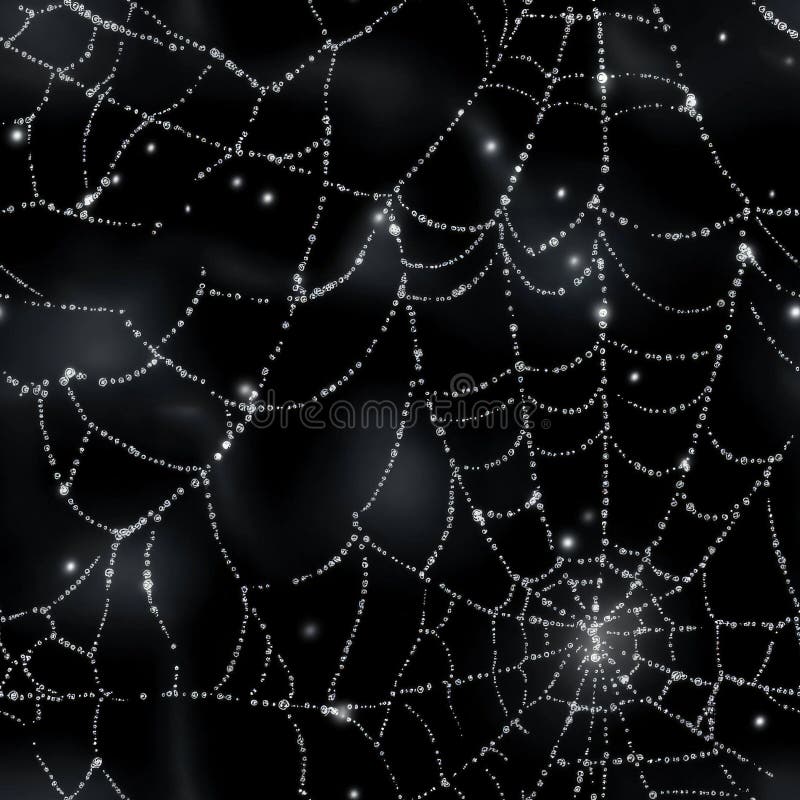 A Seamless Spider Web Pattern with Realistic Textures and Glowing Dew ...