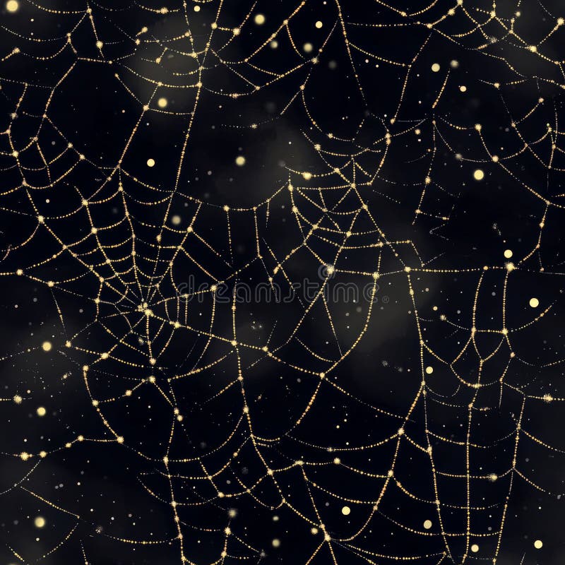 A Seamless Spider Web Pattern with Realistic Textures and Glowing Dew ...