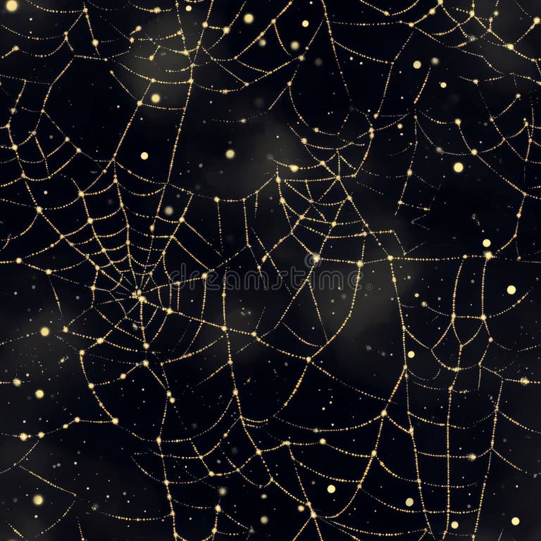 A Seamless Spider Web Pattern with Realistic Textures and Glowing Dew ...