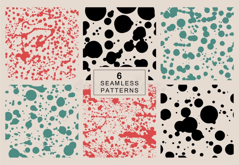 6 Seamless Splatter Dots Patterns Stock Vector - Illustration of ...
