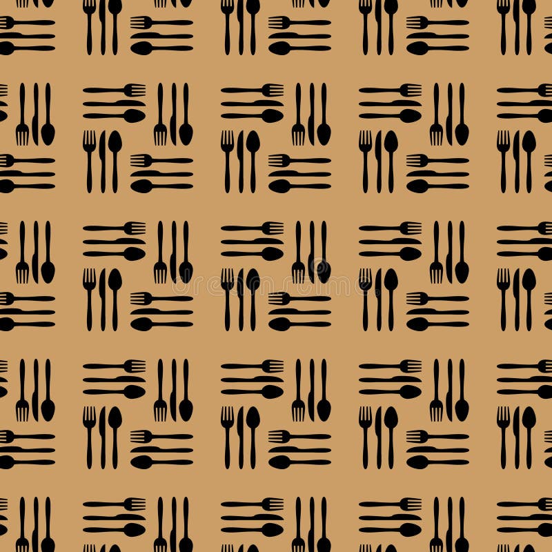 Seamless Spoon and Cutlery Patterns for Background Stock Illustration ...