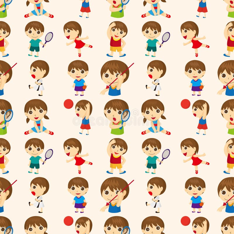 Seamless Sport People Pattern Stock Vector - Illustration of cute ...