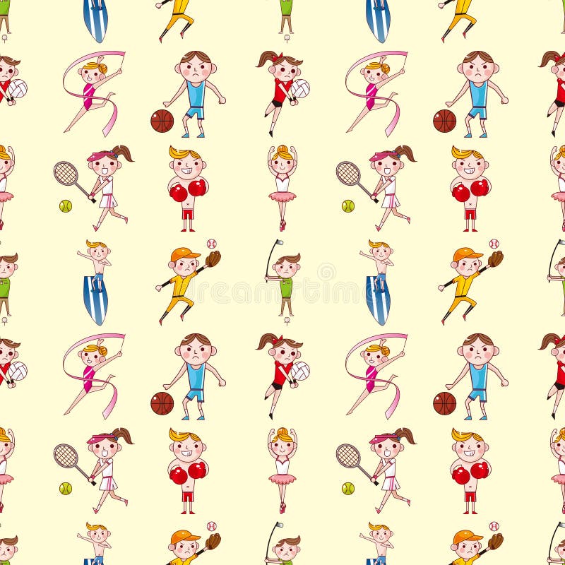 Seamless Sport Player Pattern Stock Vector - Illustration of element ...