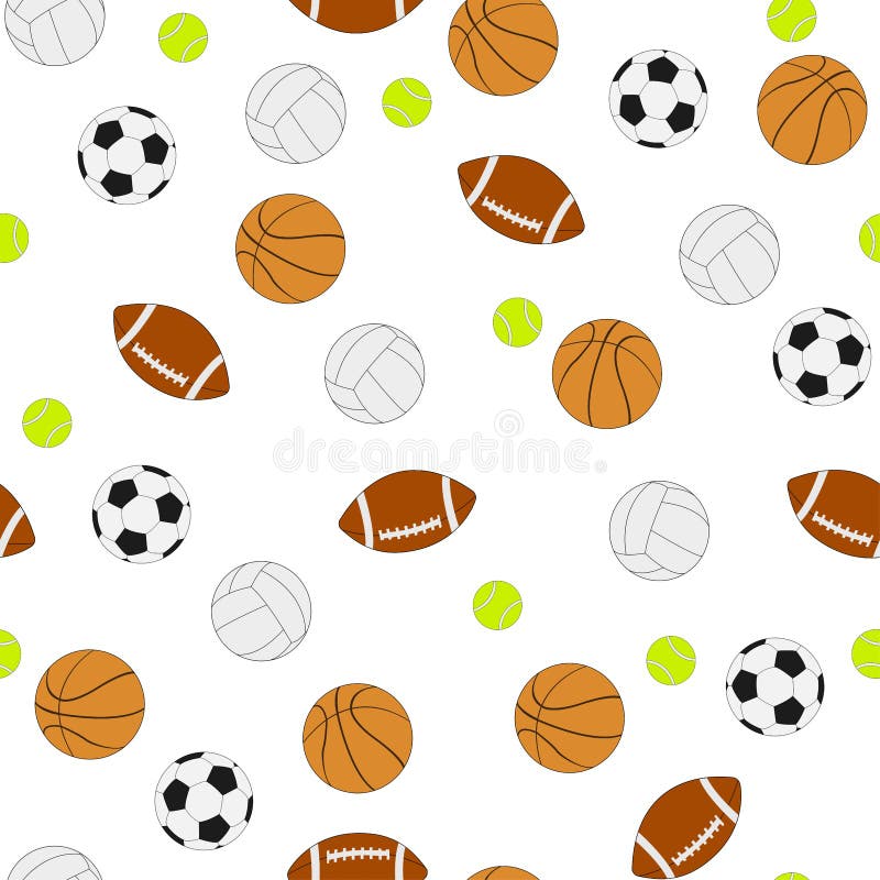 Seamless Sports Balls, Pattern. Stock Vector - Illustration of game ...