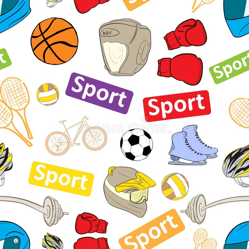 Seamless sports texture stock vector. Illustration of helmet - 67251174