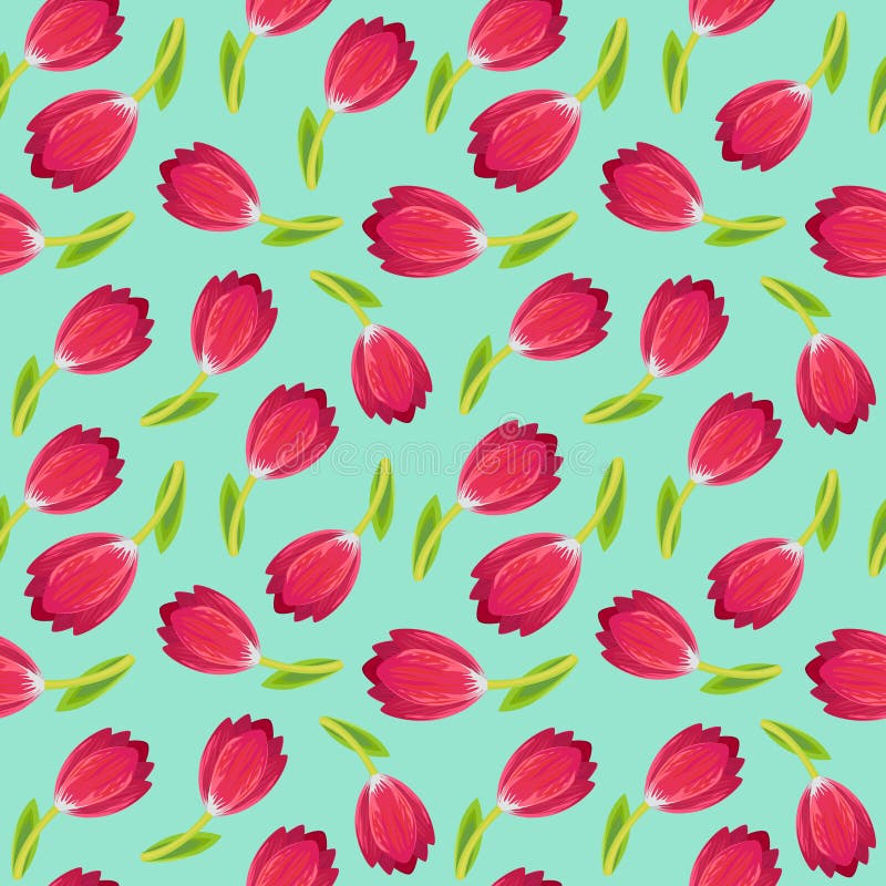 Seamless Spring Background. Endless Texture with Pink Tulips Stock ...