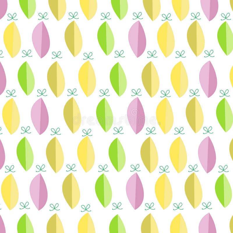 Seamless Spring Leaves Fabric Pattern with Ribbon Stock Vector ...