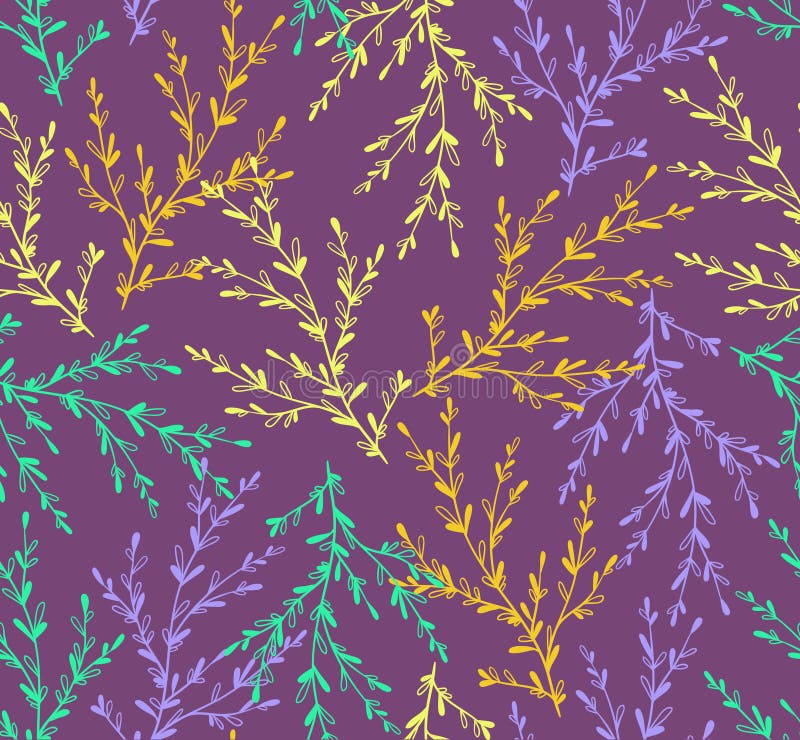 Seamless Spring Pattern with Plants. Vector Floral Background. Stock ...