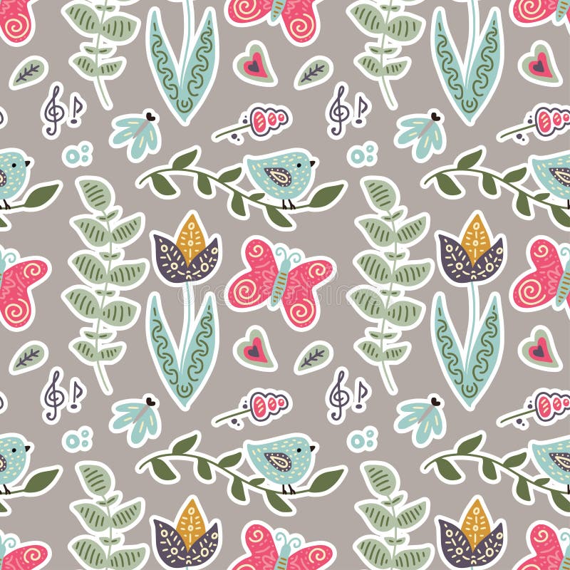 Seamless Spring Vector Pattern. Stock Vector - Illustration of graphic ...