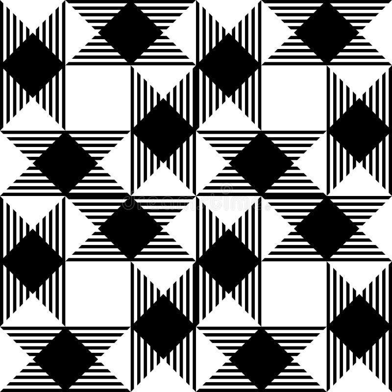Seamless Square and Stripe Pattern Stock Vector - Illustration of black ...