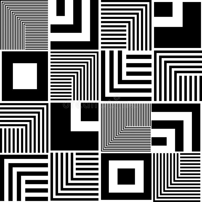 Seamless Square and Stripe Pattern Stock Vector - Illustration of ...