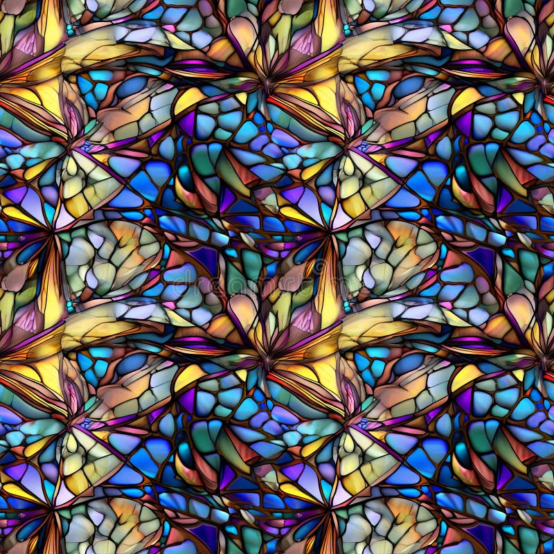 Seamless Square Tile, 4 Combined for Visual Display, Stained Glass ...